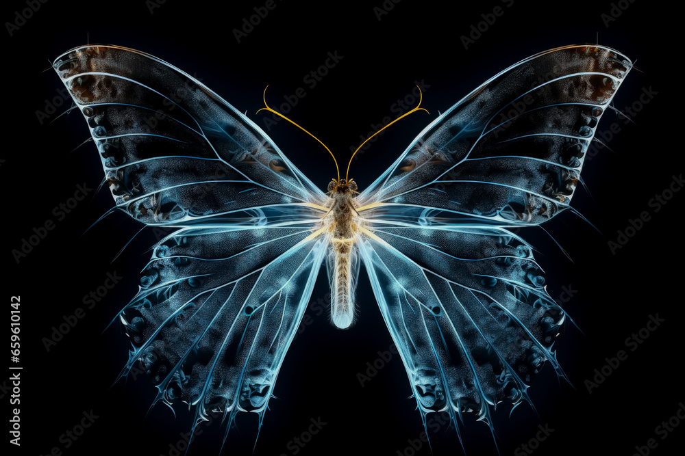 Detailed X-ray image displaying the fascinating wing structure of a ...