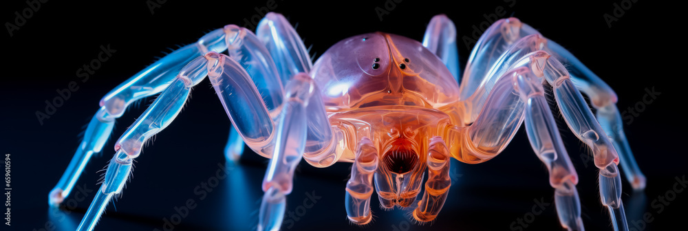 X-ray image of spiders exoskeleton and leg structure isolated on a ...