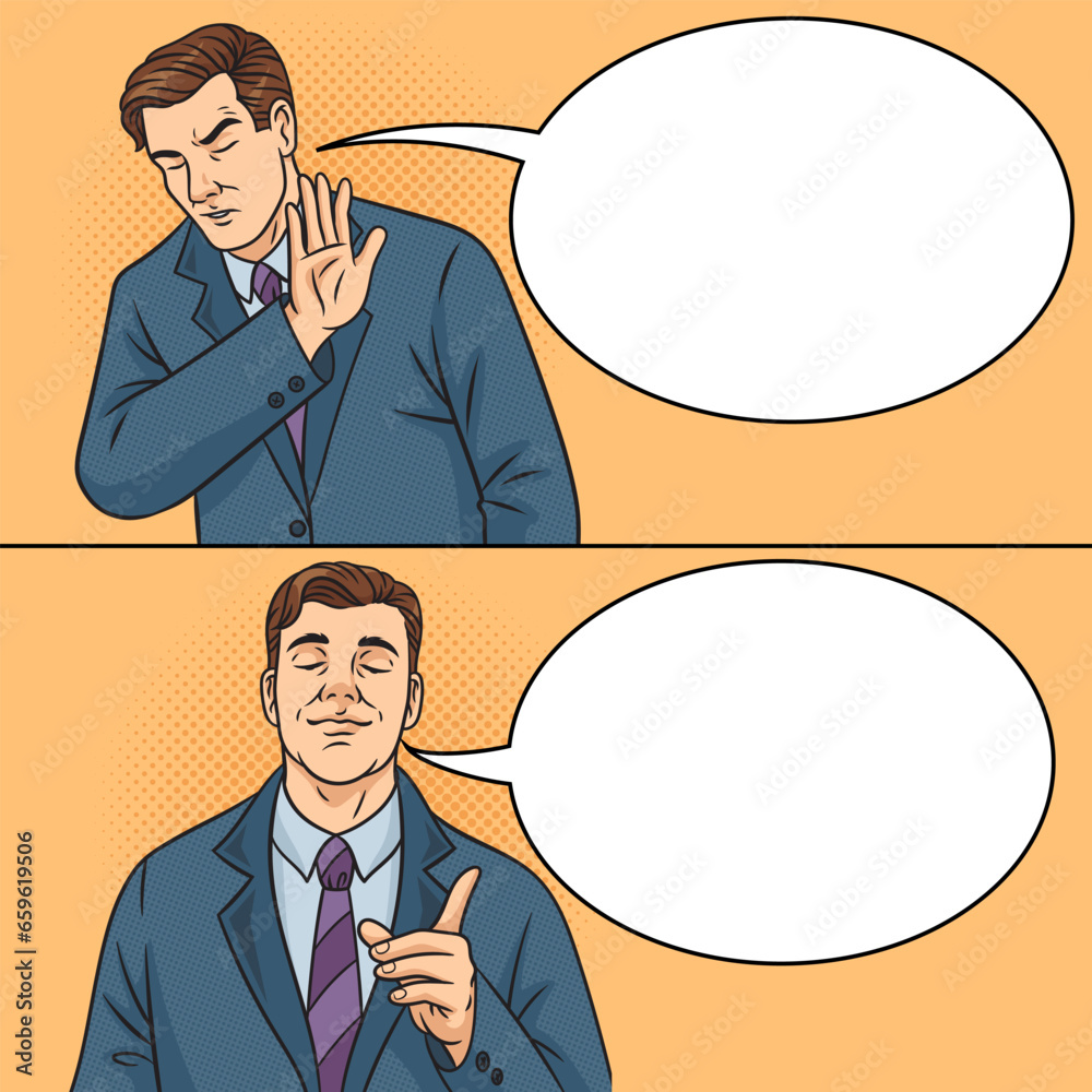 No and yes businessman meme with text bubble pinup pop art retro vector ...