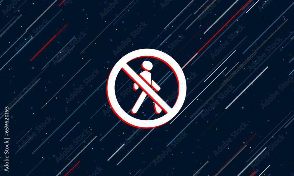 Large white pedestrian traffic prohibited sign framed in red in the ...