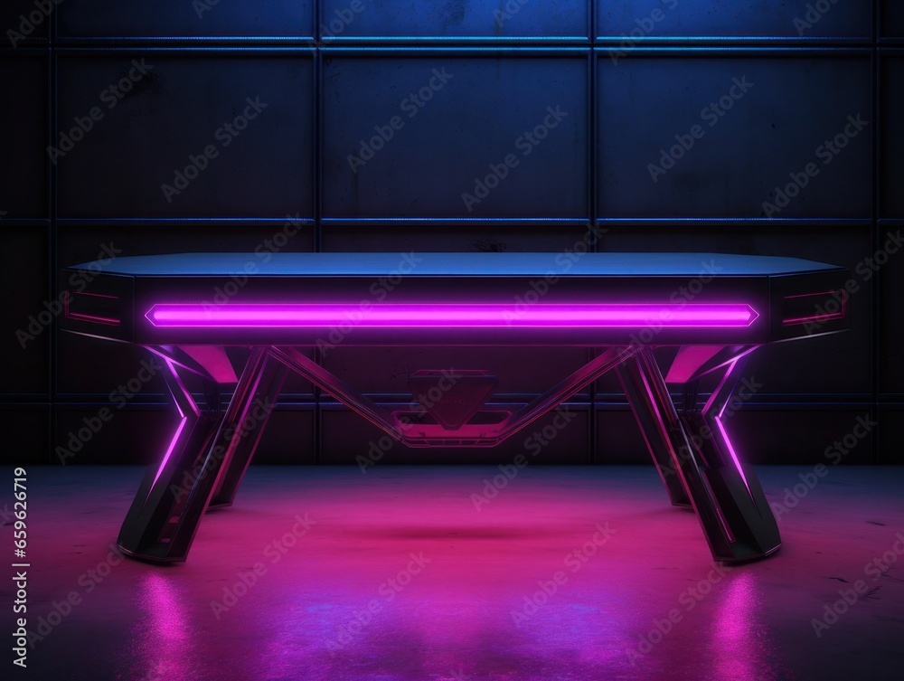 CyberPunk SynthWave Futuristic Lounge Coffee Table, Glowing Neon Stock ...