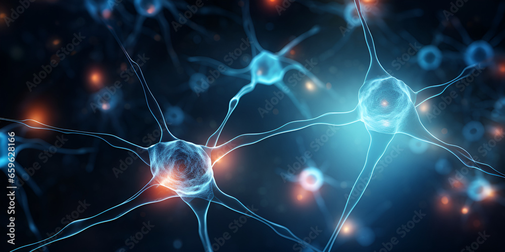 ภาพประกอบสต็อก 3d illustration of neuron cell, neurons, nervous system ...