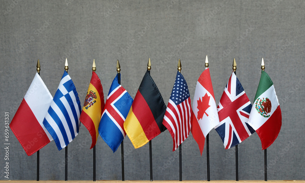 9 tabletop flags of different countries Stock Photo | Adobe Stock