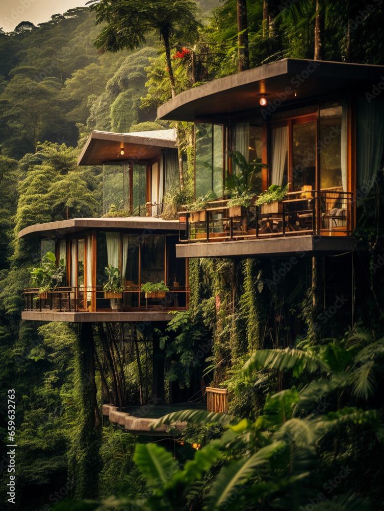 Eco - friendly jungle resort, treehouse accommodations, surrounded by ...