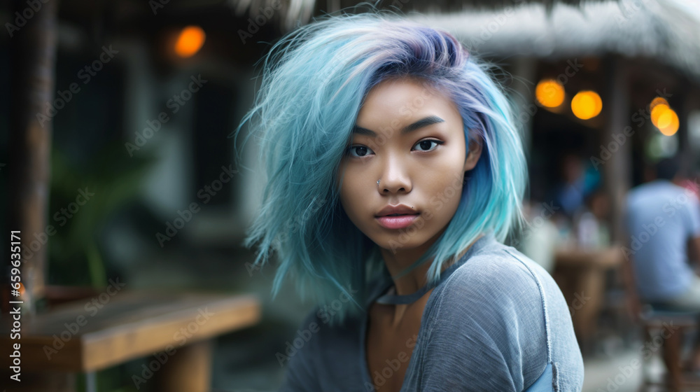 young local asian adult woman, sun-kissed tanned skin tone, 20s 30s ...