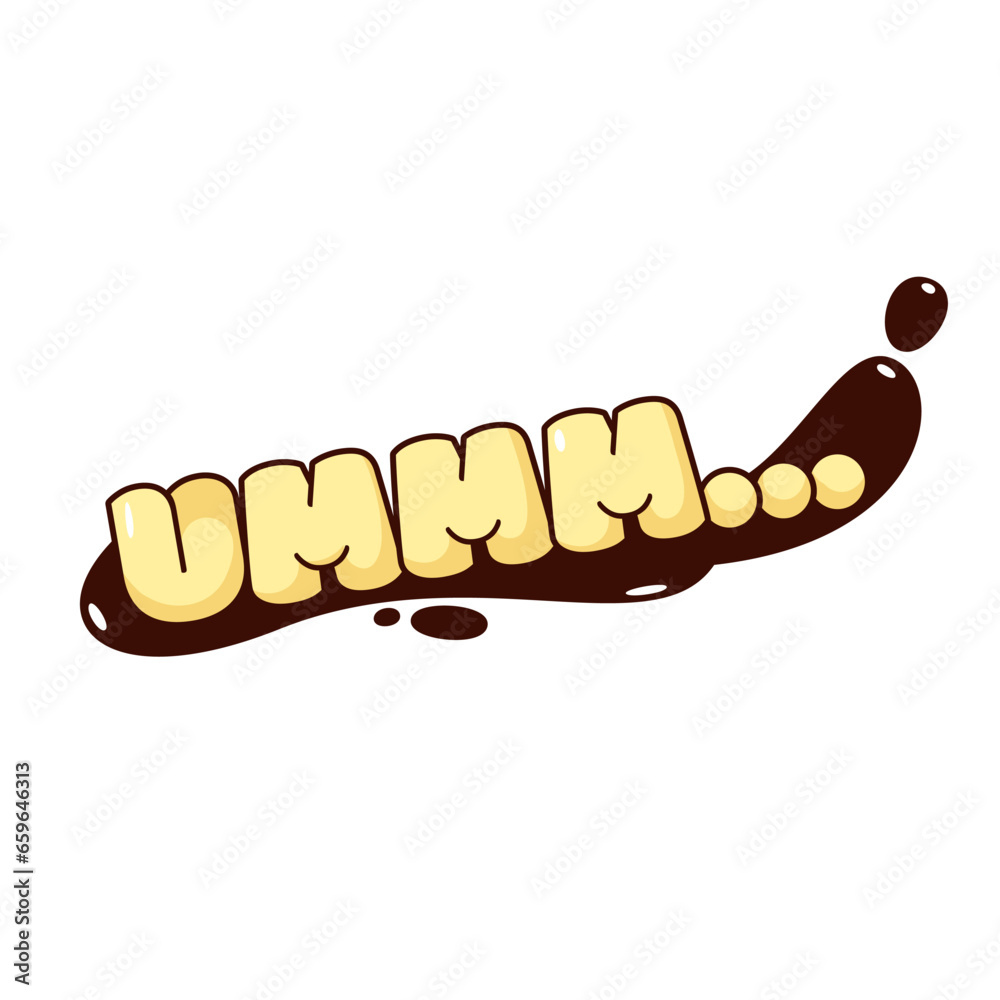 Groovy retro sticker with Ummm lettering vector illustration. Cartoon ...
