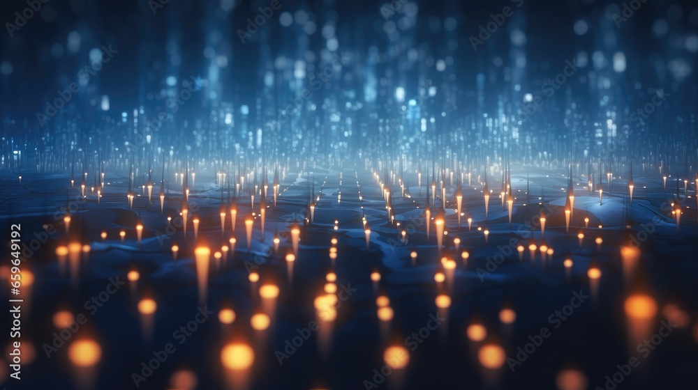 Abstract tech background with illuminated fiber optic connections ...