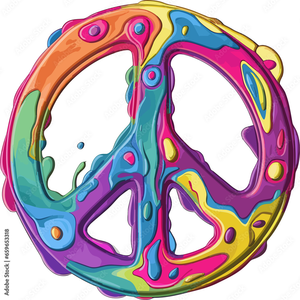 3D Color Dripping Peace Sign, Clip Art, Cartoon Illustration, Character ...