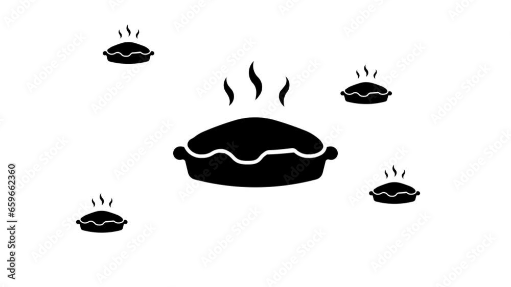 Zoom in and out animation the hot pie symbol. Large black symbol in the ...