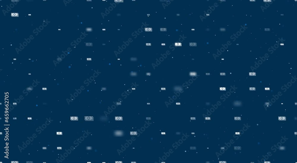 Template animation of evenly spaced money bundle symbols of different ...