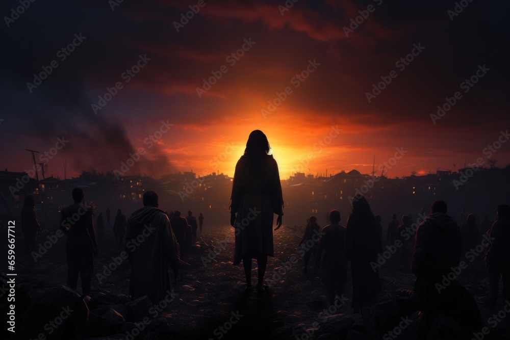 Emigrants refugees, people fleeing desperation, leaving their homes in ...