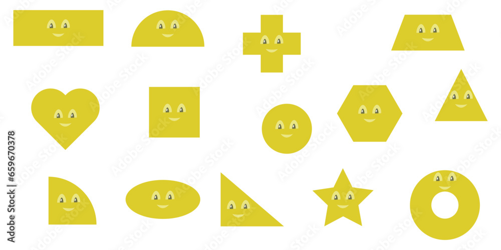 Geometric shapes funny faces and eyes. Mathematics resources for ...