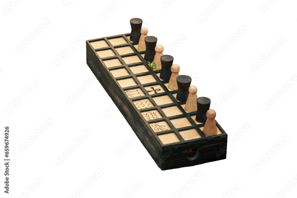Senet game, popular in ancient Roman, isolated on a white background ...