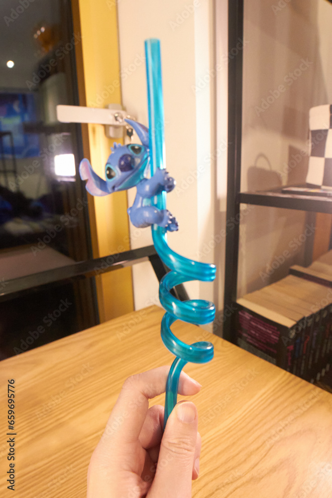 Official Disney Lilo & Stitch curly straw from Disneyland Paris Stock ...