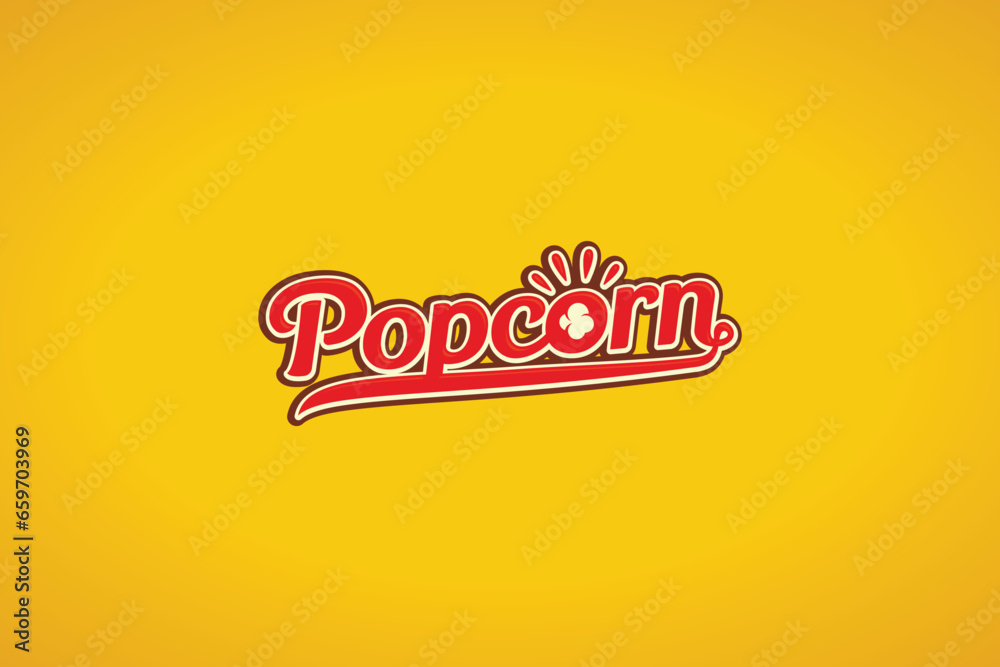 popcorn lettering logo with a popcorn on the letter o for snack ...