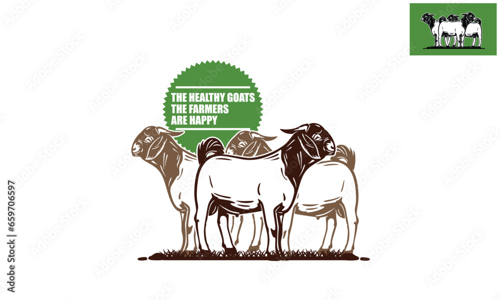 GOAT FARMING IMAGE LOGO, silhouette of great boer standing at farm ...