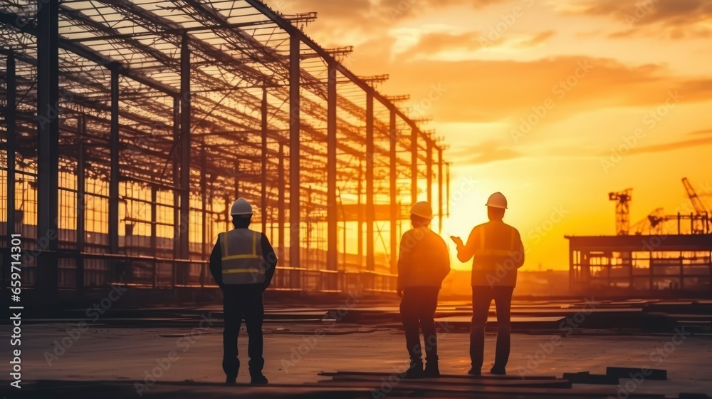 Construction Workers Building Framework Represent the Diligence and ...