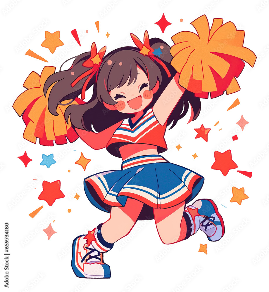 Happy cute girl wear cheerleader uniform cartoon isolated. Stock ...