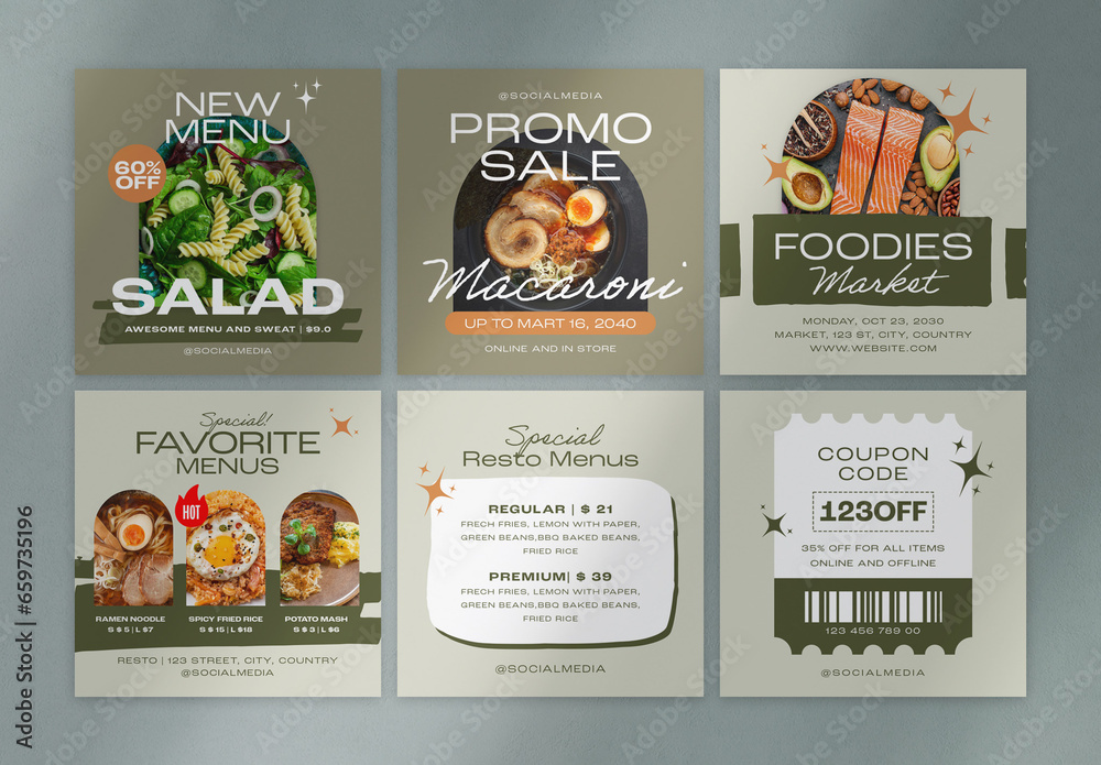 Instagram Post Layout Template with Yellow Accent Color Palette Stock ...