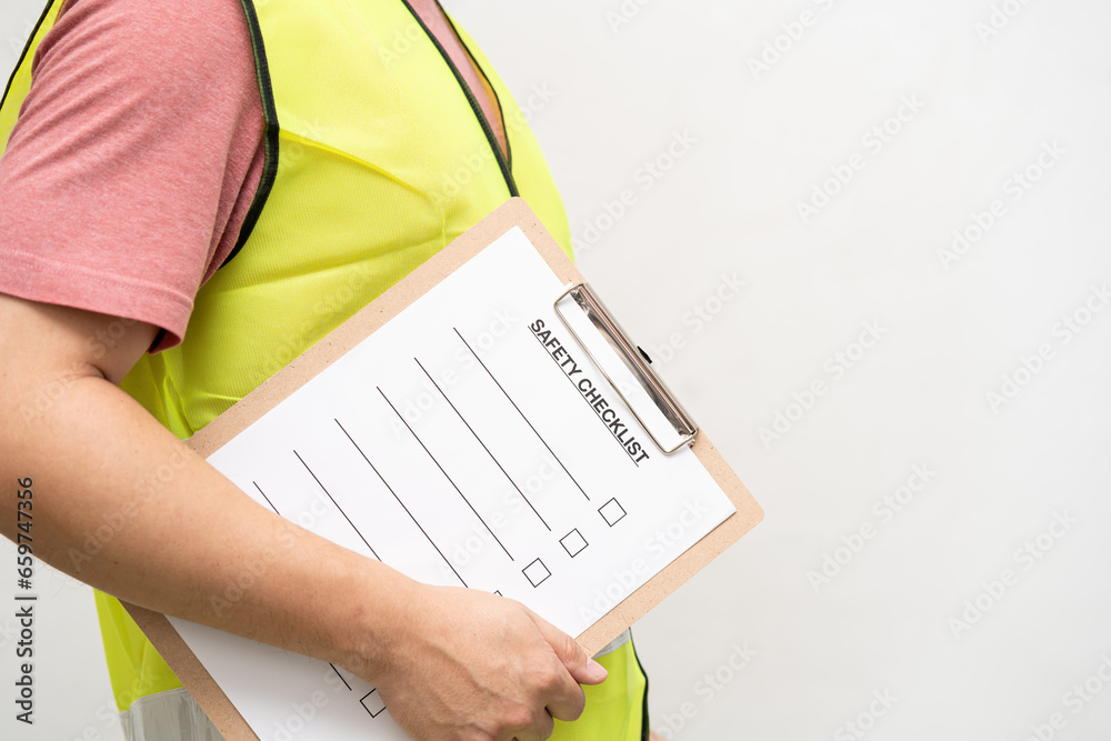Blank Safety Checklist paper during safety audit and risk verification ...