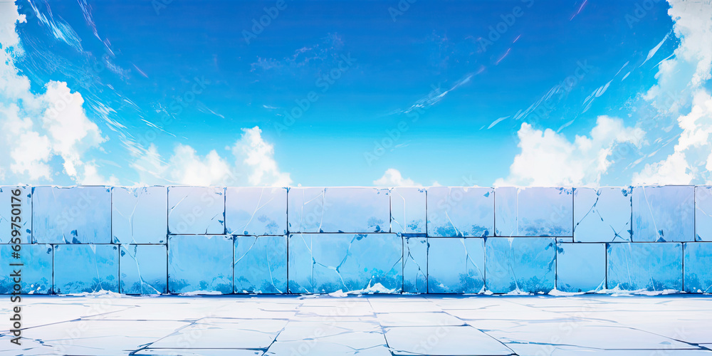 Anime frozen ice block wall background backdrop, generated ai Stock ...