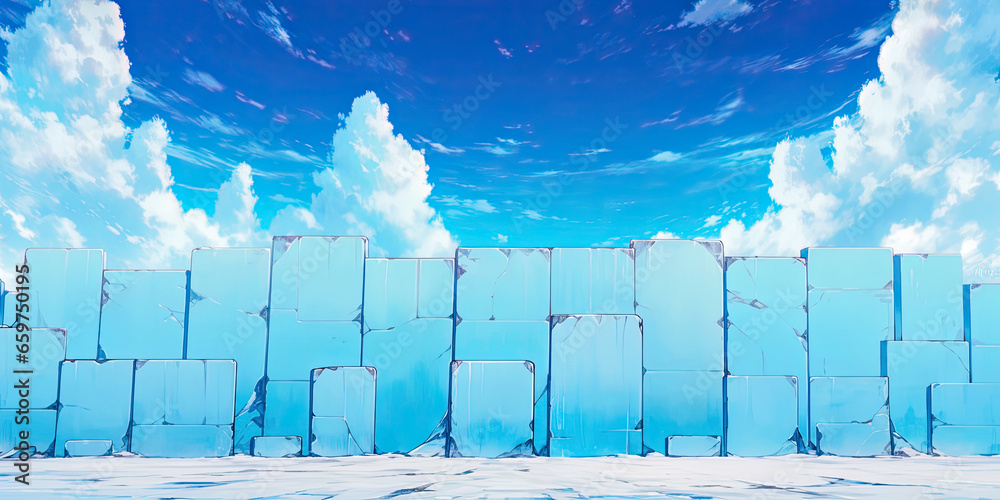 Anime frozen ice block wall background backdrop, generated ai Stock ...