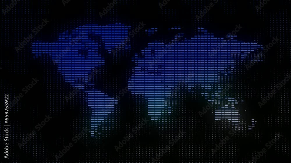 World map Digital background Loop 4k. Scanning of World Map through hi ...