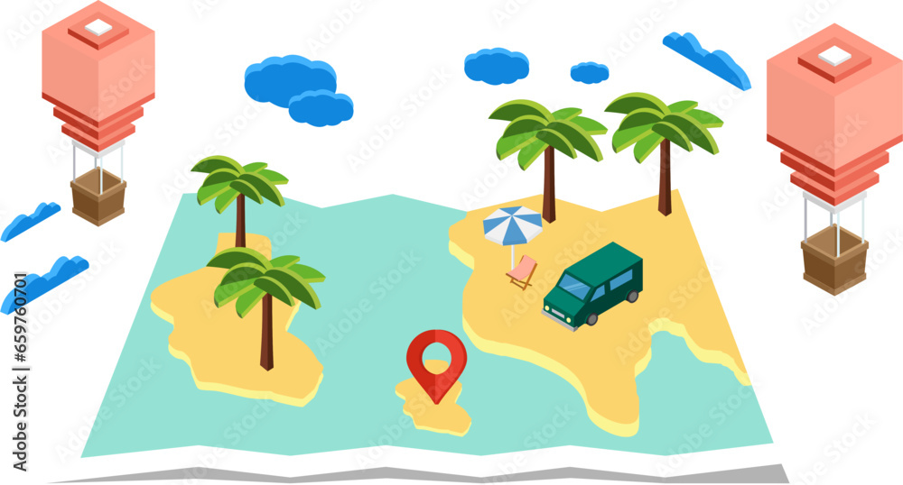 Travel Map Illustration Stock Vector | Adobe Stock