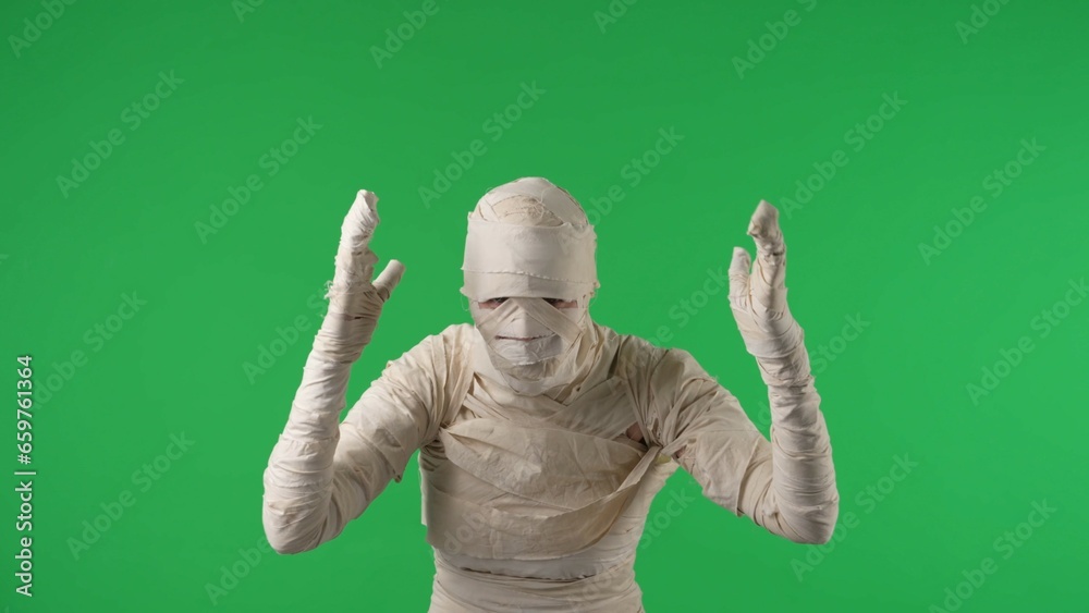 Green screen isolated chroma key photo capturing a mummy shaking its ...