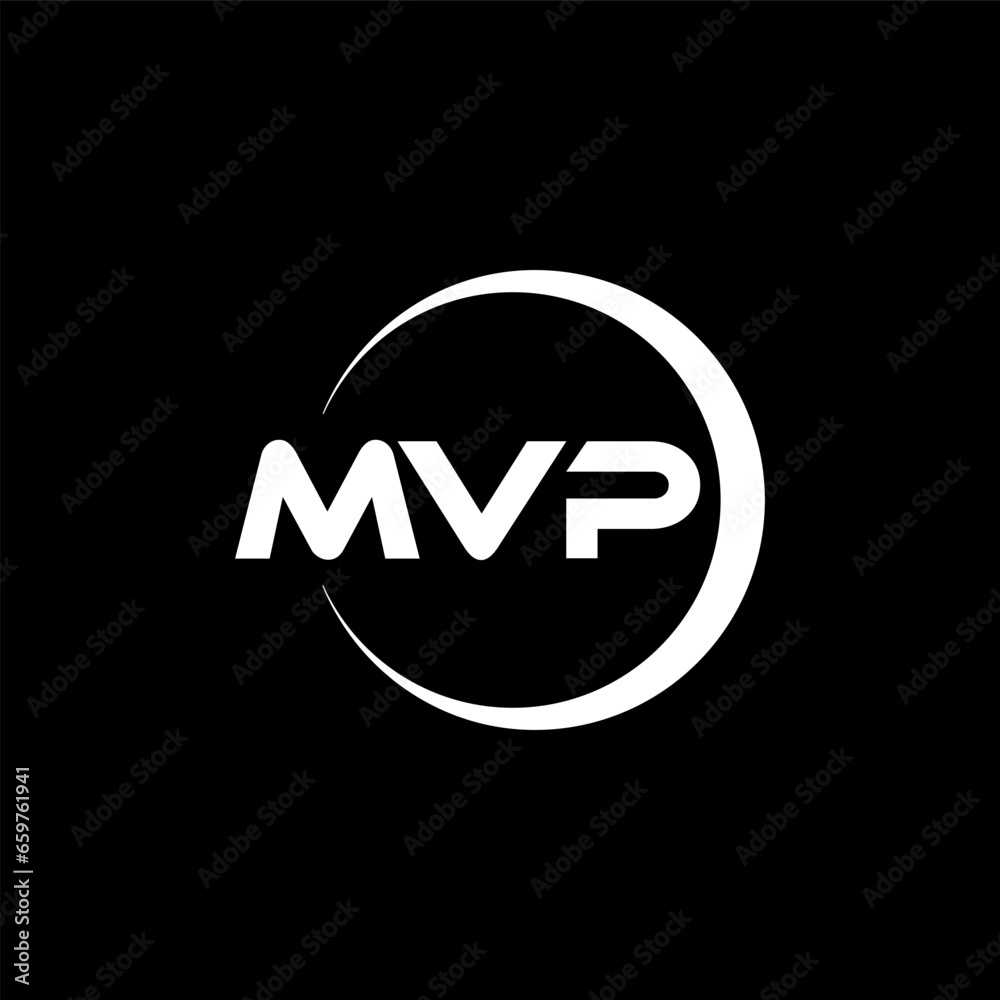 MVP letter logo design with black background in illustrator, cube logo ...