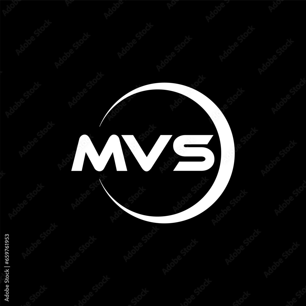 Vecteur Stock MVS letter logo design with black background in ...