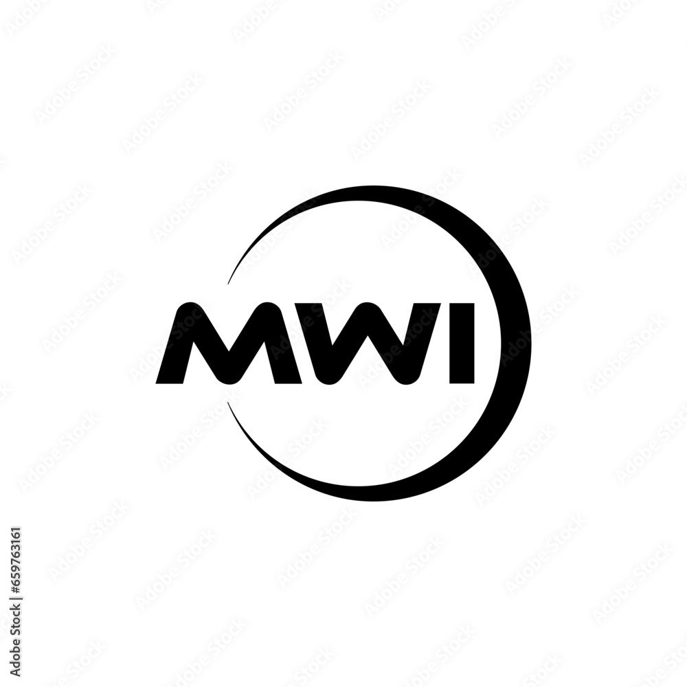 MWI letter logo design with white background in illustrator, cube logo ...
