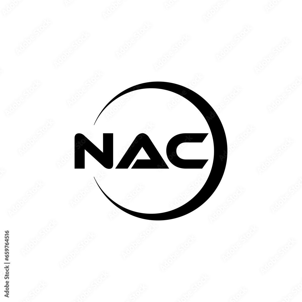 NAC letter logo design with white background in illustrator, cube logo ...