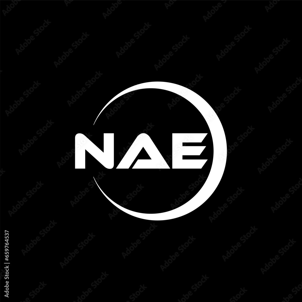 NAE letter logo design with black background in illustrator, cube logo ...