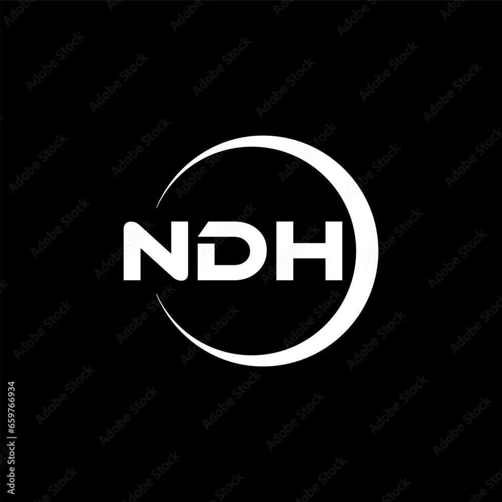 NDH letter logo design with black background in illustrator, cube logo ...
