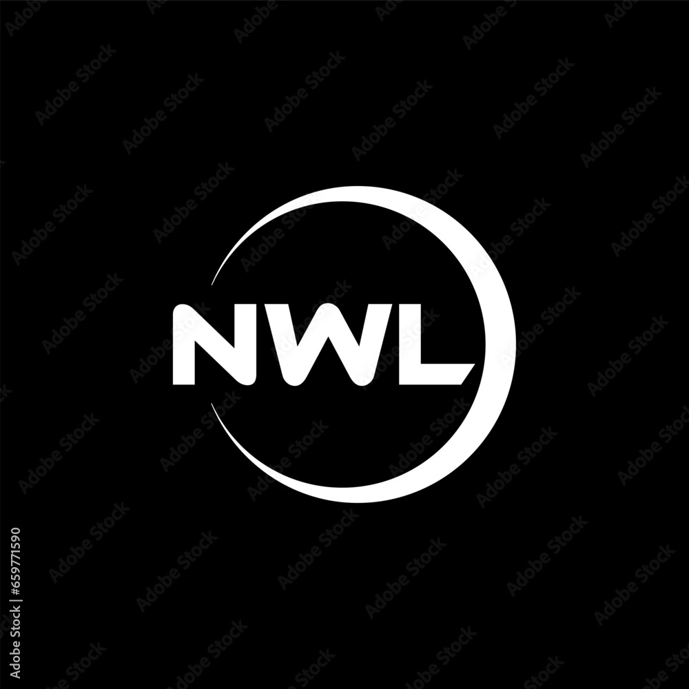 NWL letter logo design with black background in illustrator, cube logo ...