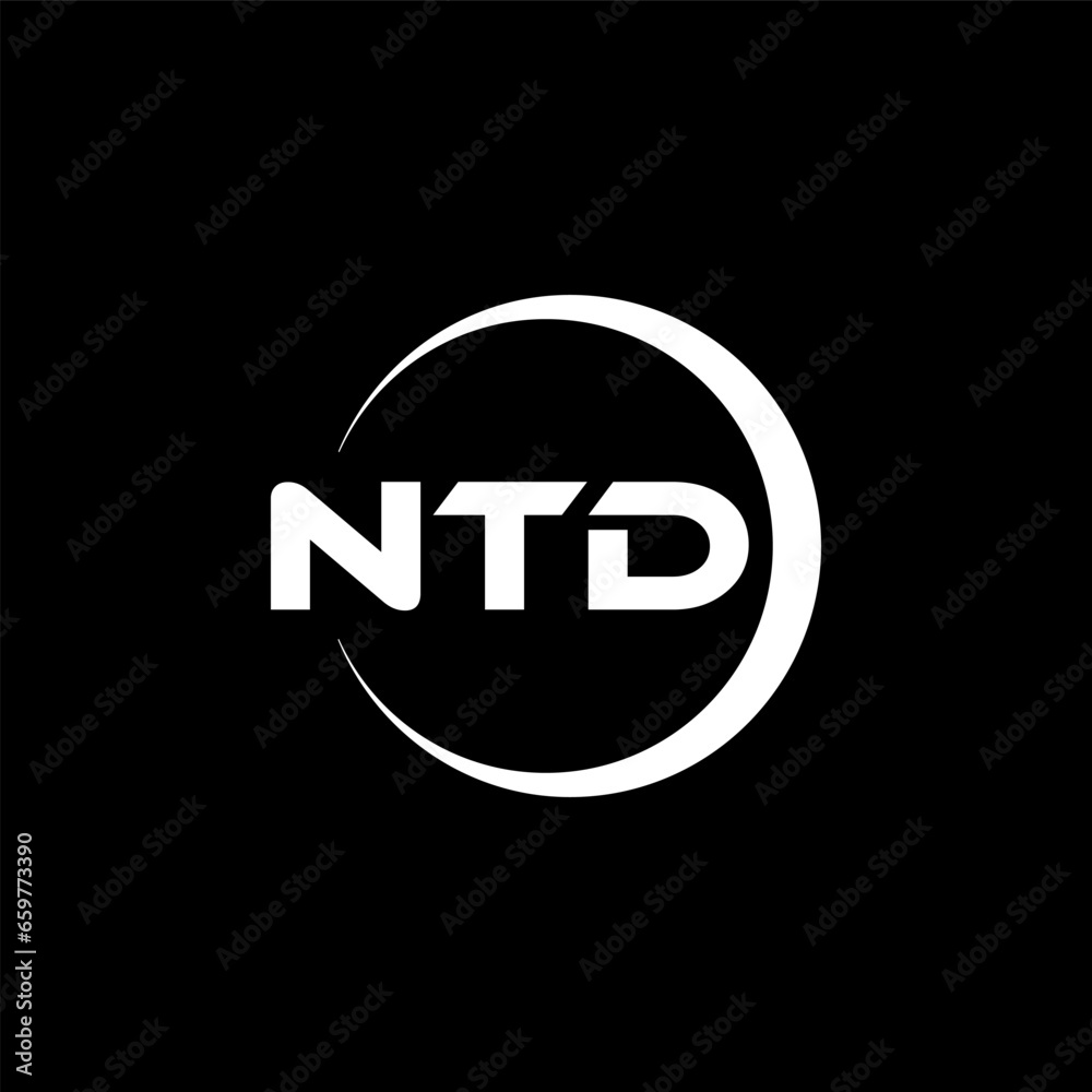 NTD letter logo design with black background in illustrator, cube logo ...