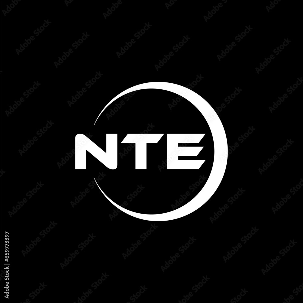 NTE letter logo design with black background in illustrator, cube logo ...