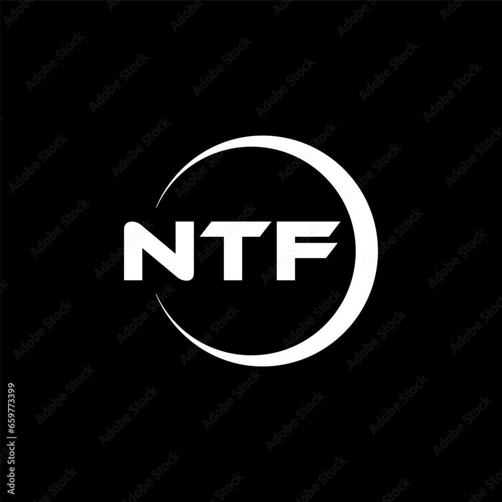 NTF letter logo design with black background in illustrator, cube logo ...