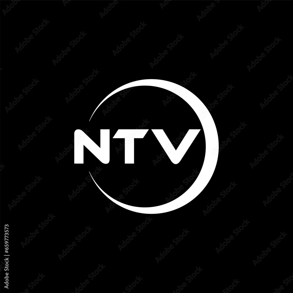 NTV letter logo design with black background in illustrator, cube logo ...