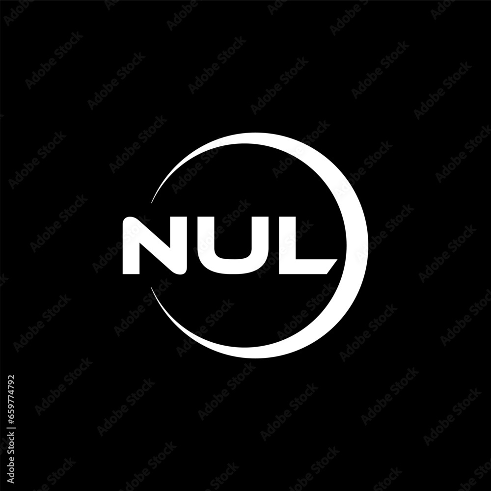 NUL letter logo design with black background in illustrator, cube logo ...