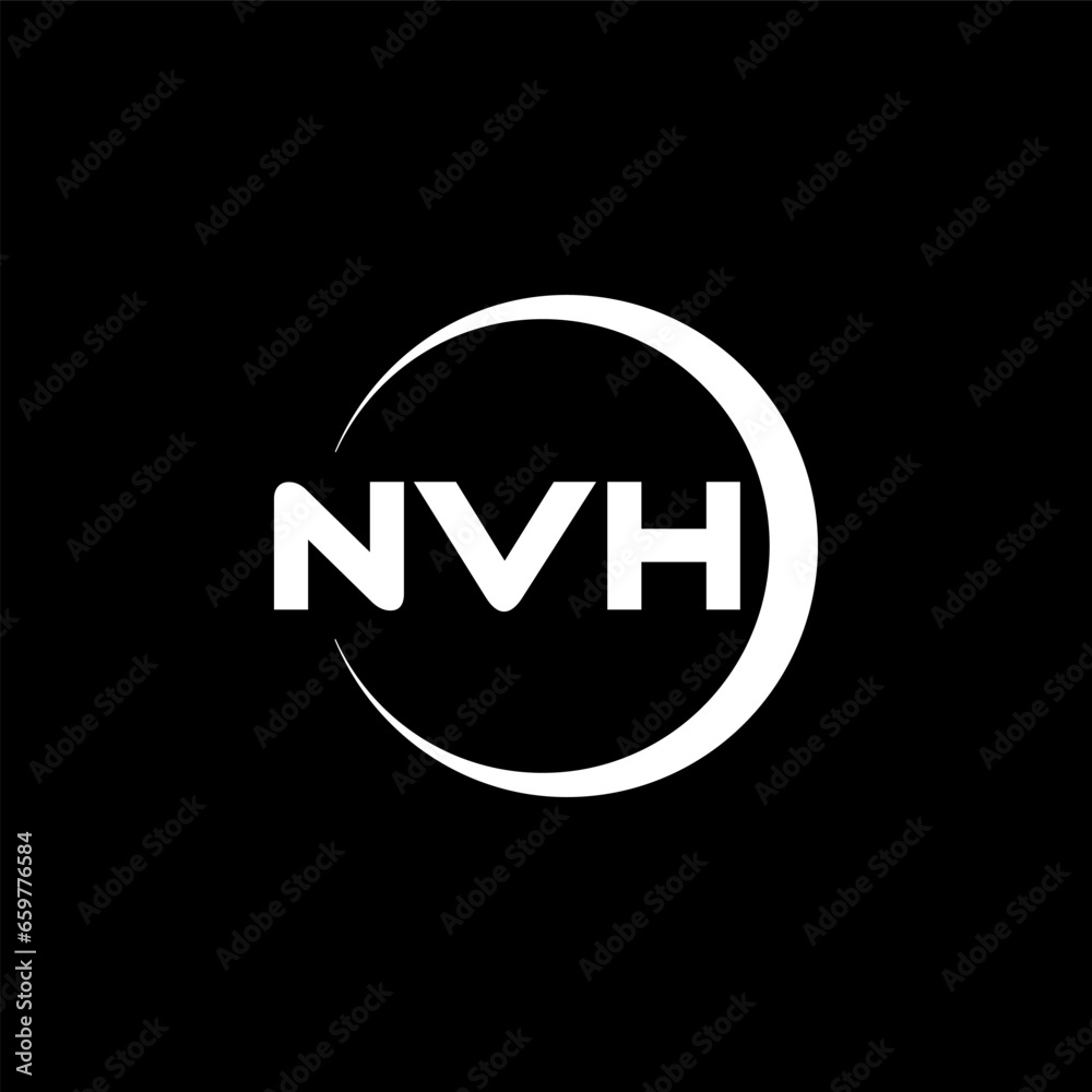 NVH letter logo design with black background in illustrator, cube logo ...