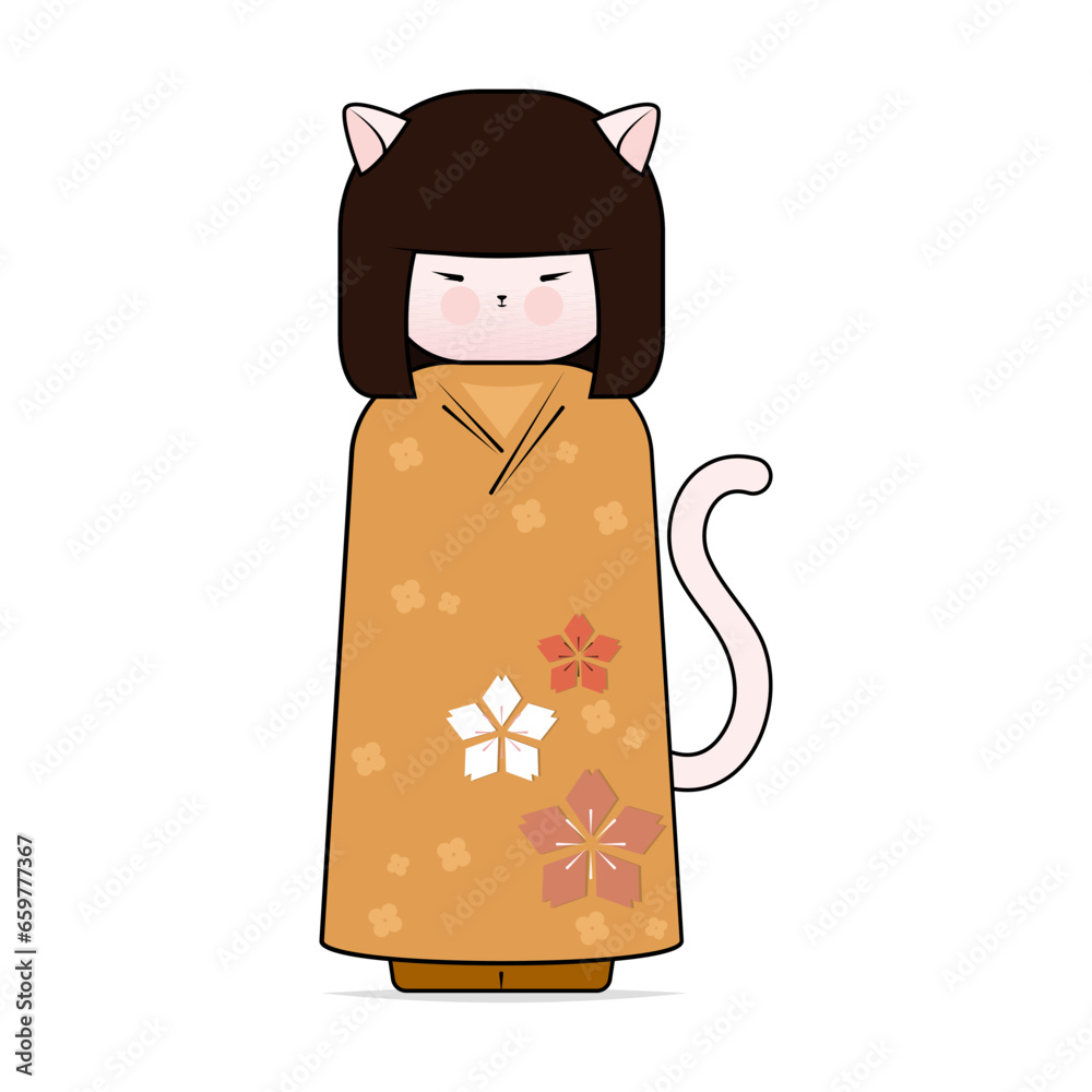 Cat in Japanese Style in Traditional Clothes and with Traditional ...