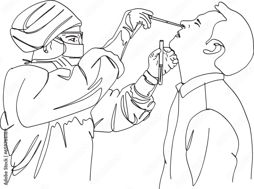 Coronavirus Testing Procedure: Nasal Swab Collection in Vector, Viral ...