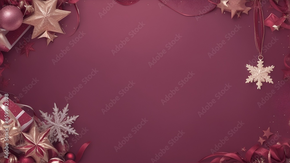 Christmas Maroon Background With Copy Space. Beautiful Christmas ...