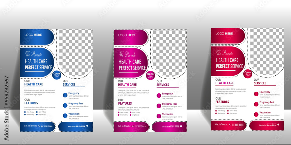 A4 flyer design template for corporate healthcare and medical coverage ...