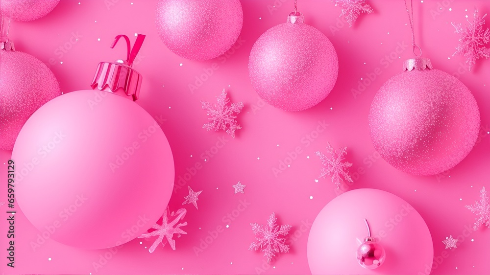 Pink Color Christmas Background With Copy Space. Beautiful Christmas ...
