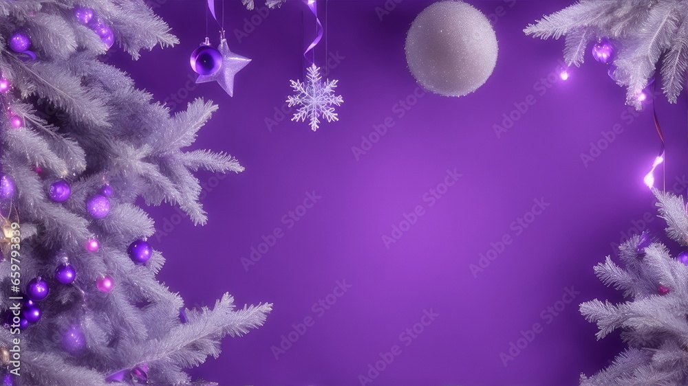 Purple Color Christmas Background With Copy Space. Beautiful Christmas ...