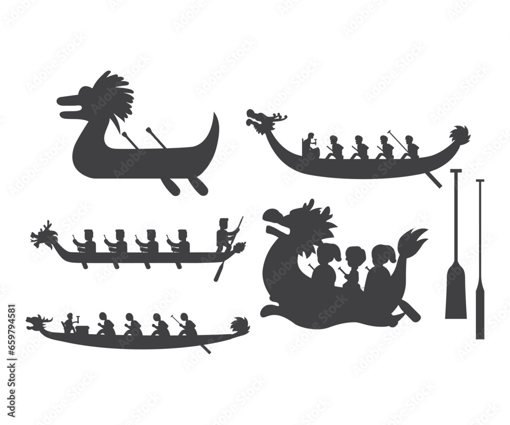 Dragon boat Svg, Dragon boat festival, Dragon boat Racing Silhouetters ...