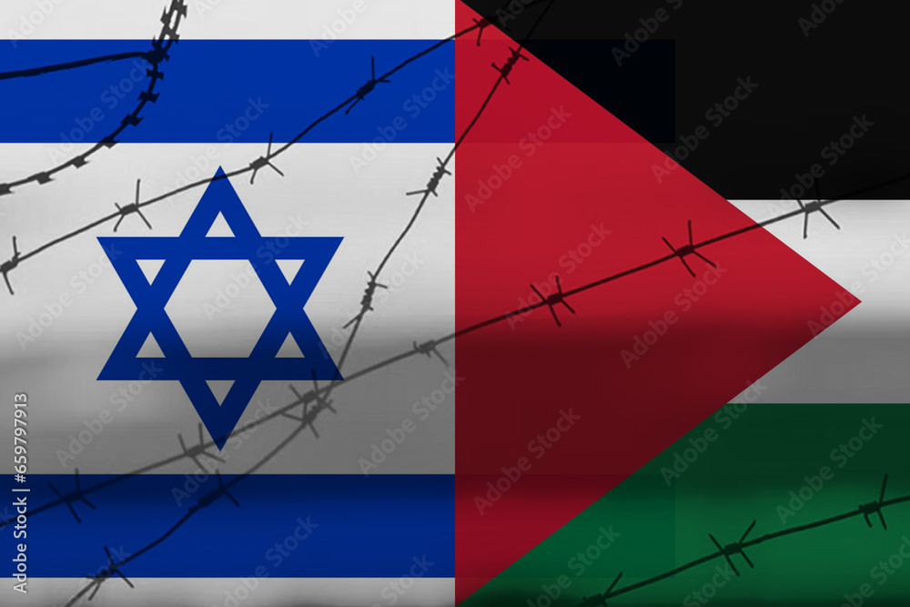 Israel and Hamas flags together. Hamas and Israel relation, conflict ...